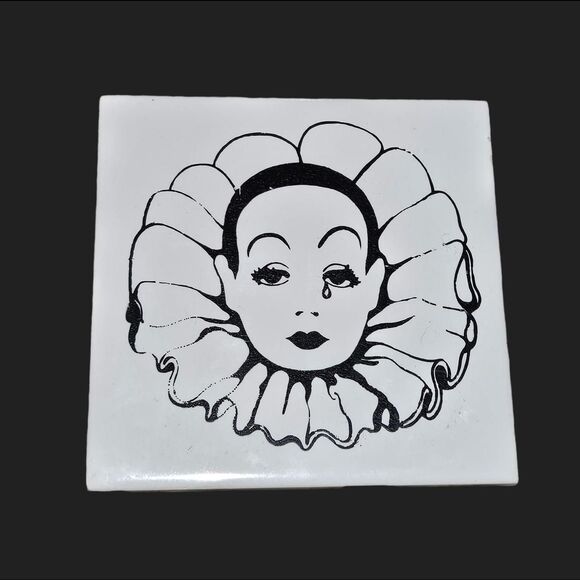 Accents | Vintage Goth Clowncore Black And White Clown Trivet Decor ...